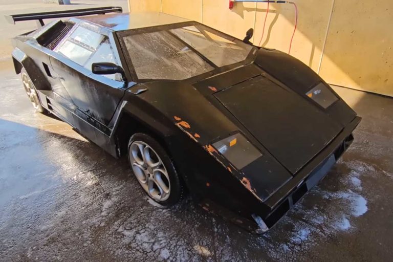 He buys a wooden Lamborghini and tries to take it on a trip (obviously ...