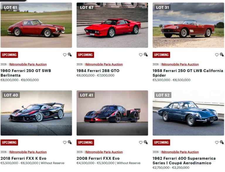 Quasi 50 milioni di euro per 15 eccezionali Ferrari all'asta, tra cui ...