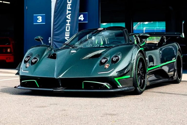 F1 driver Fernando Alonso seen driving his unique new Pagani Zonda ...